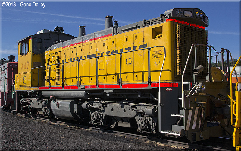 Western Pacific EMD SW1500 #1503, still in Union Pacific paint. Built in 1973, it was the last ...