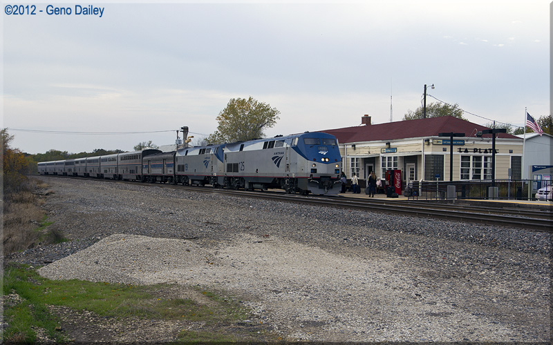 The next morning on October 17th, Train #4 - The Southwest Chief arrives with P42DC #125 on the ...