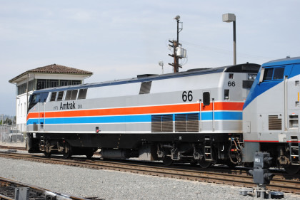 Rear views of Amtrak P42 66.