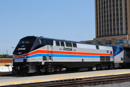 Rear views of Amtrak P42 66.