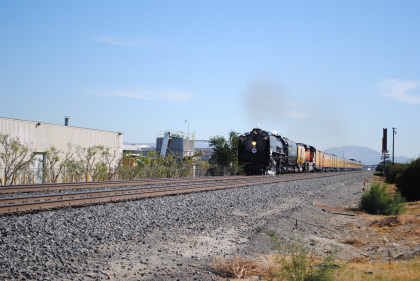 Union Pacific 844 departing Indio to start the climb over Beaumont Pass. From here we drove to ...
