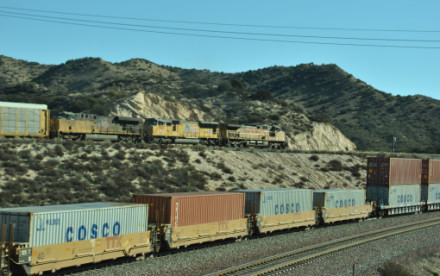 BNSF 7738 East and Union Pacific 5719 West just west of Silverwood.