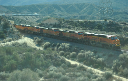 BNSF 8183 West. There was another eastbound BNSF train coming up Cajon Pass.