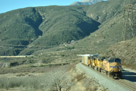 Union Pacific 5719 West above Blu Cut. We returned to old Route 66 but saw a BNSF westbound on ...