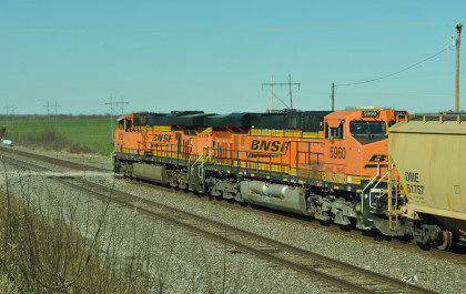 BNSF 8267 West at the signal bridge just west of Lisbon Road MP 344.59. From here I drove to ...