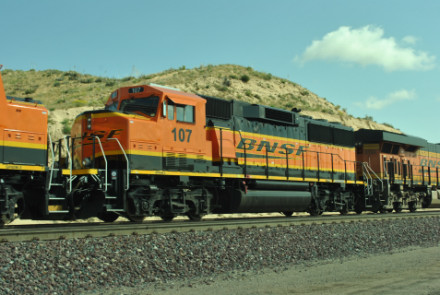 BNSF 7765 East with BNSF GP60M3s 124 and 107 in the consist at Martinez. From here we went back ...