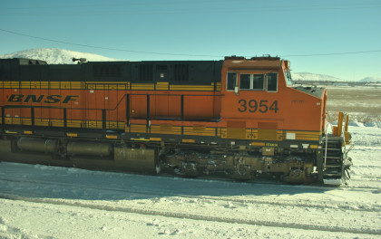 BNSF ET44C4 3954 West was also in the yard. The train next stopped a train length from the station.