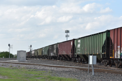 BNSF 4114 East with DPU 7395 came south afterwards.