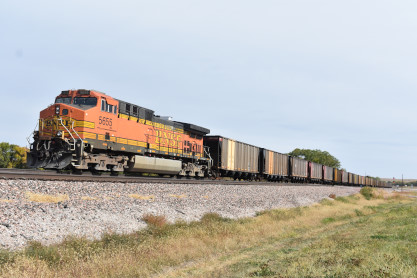 BNSF AC4400CWS 5655 is the DPU on this coal train. We were following a long empty westbound coal ...