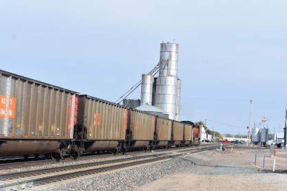 BNSF SD70ACe 8767 was the DPU on the long coal train that passed us in Broken Bow.