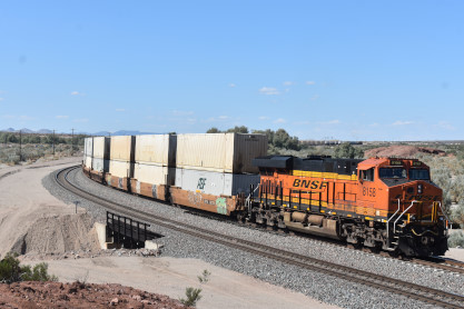 BNSF 4351 West with DPU BNSF 8158. From here we drove east though Needles and near the Park ...