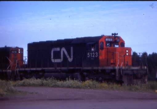 CN SD-40 5123 at Entwistle, Alberta in July of 1976.