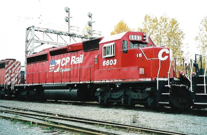 Canadian Pacific/SOO SD40-2 6603 2 with the giveaway SOO number board and the dual flagpaint scheme.