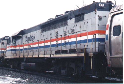 Below is a shot of 199 behind F40 310 in Amsterdam, NY leading a westbound Empire Service train ...