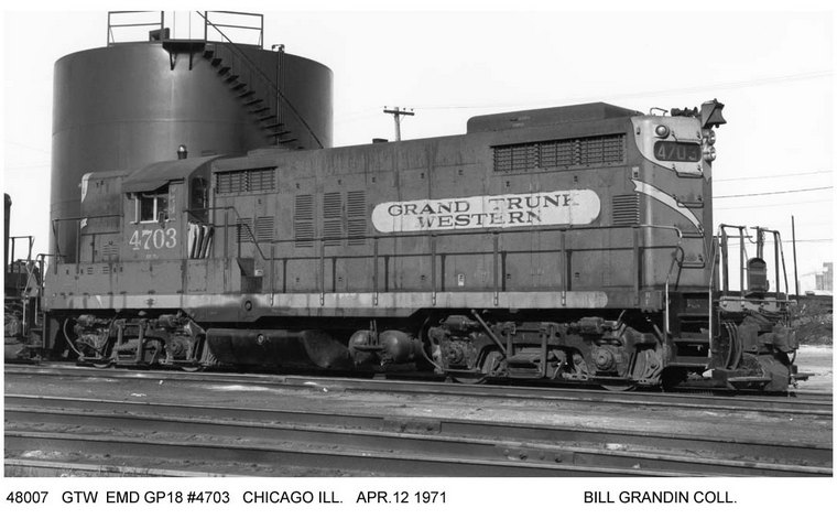 One of only11 GP18 1800 HP EMD units built for GTW in 1960.