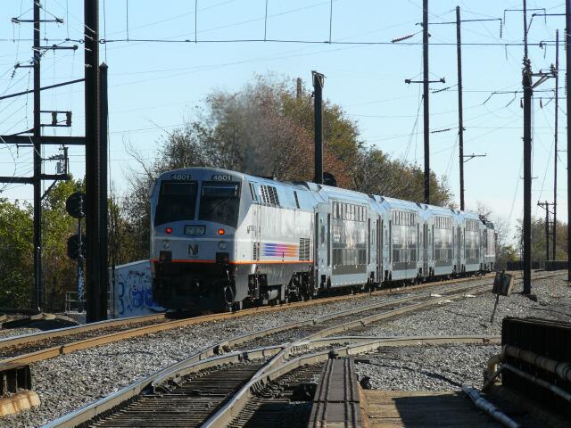 ACES train 7181 with NJT 4405 and 4801 with Boardwalk Empire cars