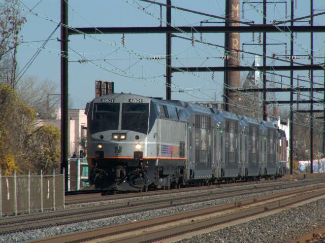 ACES Train 7181 with NJT P40DC 4801, Boardwalk Empire cars and NJT ALP-44 4405.