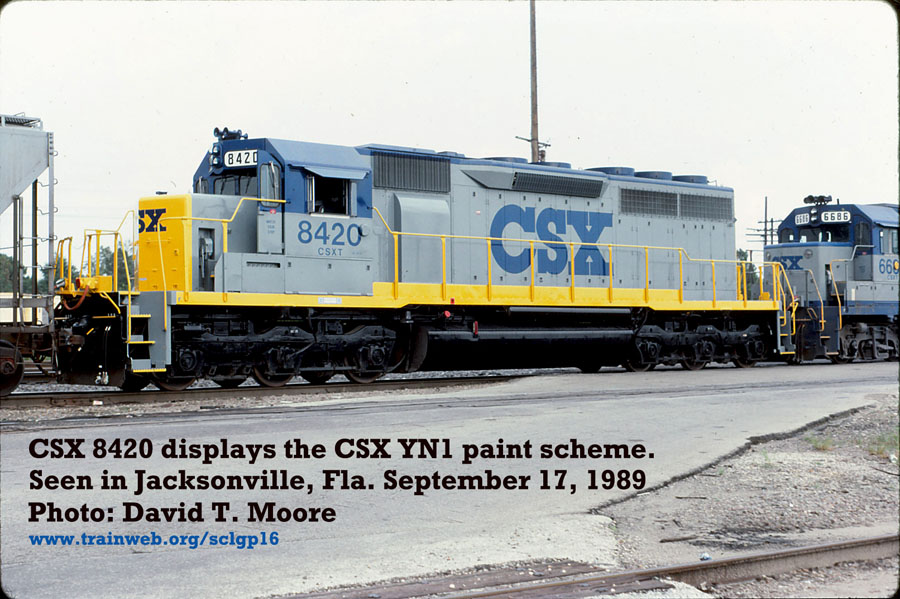 CSX YN1 – No GP16’s were painted in this scheme. This scheme was used from September 1989 to ...
