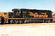 DRGW 3142 - The tiger striped GP40 is seen at Council Bluffs, Iowa on the Union Pacific. August ...