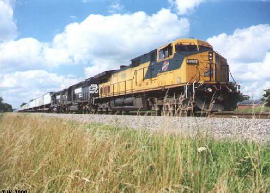 Leading NS intermodal 215 was a CNW AC4400CW # 8681 atMoreland, KY about 15 miles south of ...