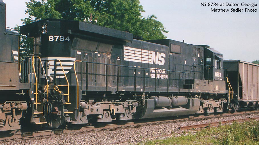 C40-9 8784 rolls south through Dalton, Georgia on a coal drag. Matthew Sadler photo.